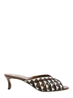 Manolo Blahnik Patterned Crossover Sandals - Brown