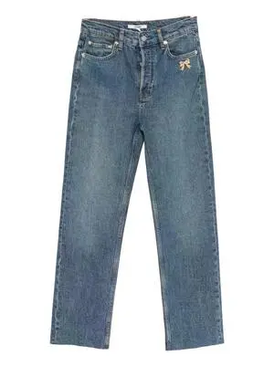 Maje Bow-embellished Straight-leg Jeans - Blue