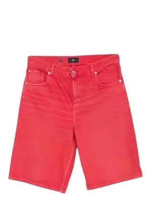 7 For All Mankind Buttoned Denim Shorts - Red