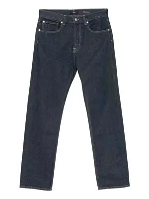 7 For All Mankind Contrast-stitch Straight-leg Jeans - Blue