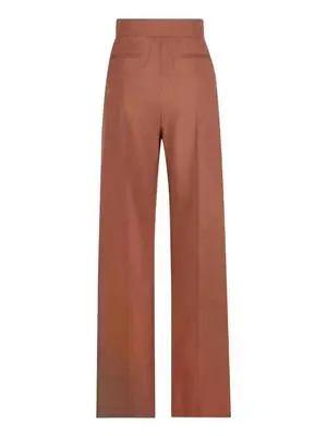 Valentino Garavani Pleated Wool Wide-leg Trousers - Brown