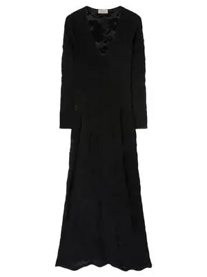 RETORI Retro Floral-lace Knitted Maxi Dress - Black