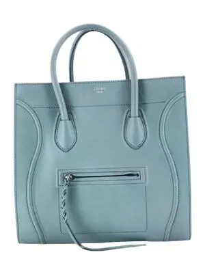Celine Grainy Leather Medium Tote Bag - Blue