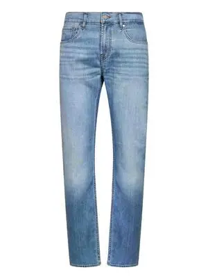 7 For All Mankind Faded Effect Whiskered Jeans - Blue