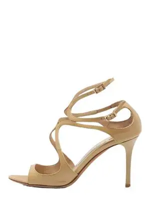 JIMMY CHOO Patent Leather Heeled Sandals - Neutrals