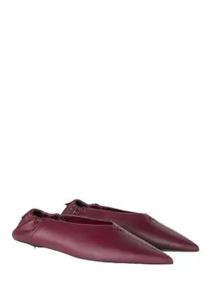 RETORI Retro Pointed-toe Leather Flat Pumps - Red
