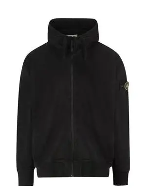 Stone Island Logo-patch Zip-up Hoodie - Black