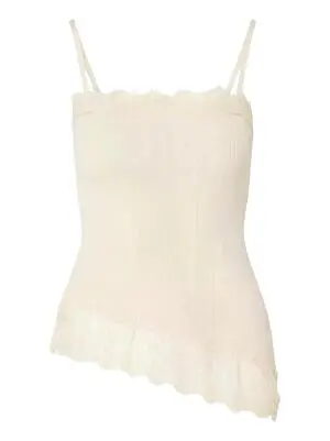 Liu Jo Asymmetric Knit Top With Lace Details - Neutrals