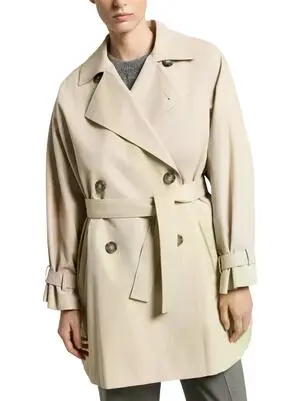 Peserico Double-breasted Belted Coat - Neutrals