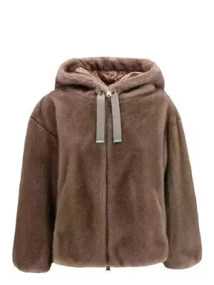 Herno Faux Fur Hooded Jacket - Brown
