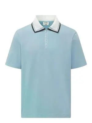 Casablanca Zip-up Piqué Polo Shirt - Blue