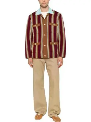 Drole De Monsieur Vertical Stripe Cardigan - Red