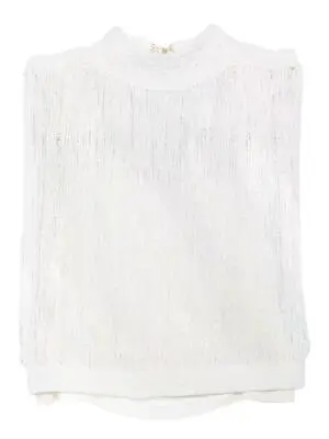 Fabiana Filippi Fringe Detail Halterneck Top - Neutrals
