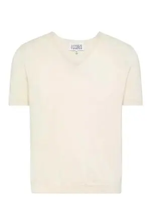 MAISON MARGIELA Cotton V-neck Top - Neutrals