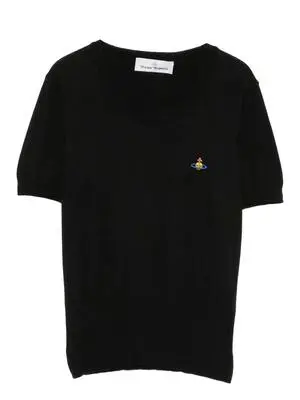 VIVIENNE WESTWOOD Bea Orb Embroidered Short Sleeve Top - Black
