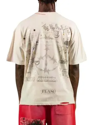 BLDG4 Distressed-effect Graphic-print T-shirt - Neutrals