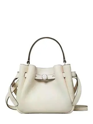 Tory Burch Mini Romy Bucket Bag In Pebbled Leather - Neutrals