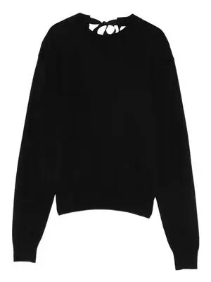 LANVIN Crew Neck Sweater With Rear Bow Detail - Black