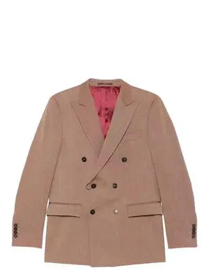 Drole De Monsieur Double-breasted Herringbone Blazer - Brown