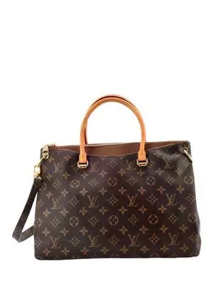 LOUIS VUITTON Pallas Tote Monogram Canvas Leather Shoulder Bag - Brown