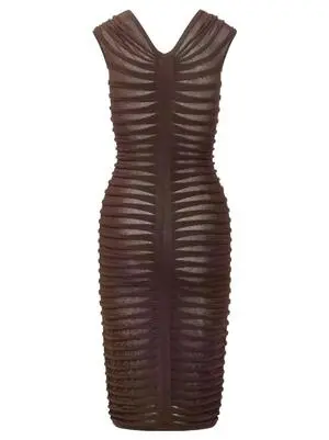 Elisabetta Franchi Draped-knit Midi Dress - Brown
