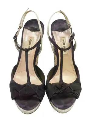 Miu Miu Leather Platform Sandals - Blue