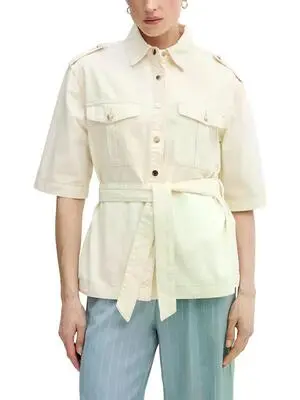 GAUDI Belted Cotton Shirt - Neutrals