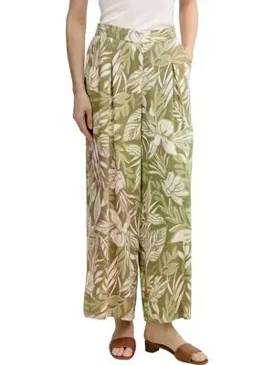 GAUDI Floral Print Pleated Trousers - Green