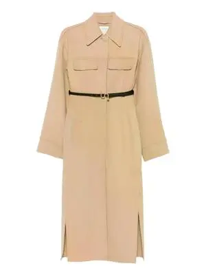 Sportmax Belted Wool Coat - Neutrals