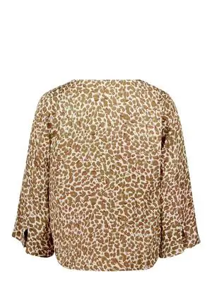 BETTY BARCLAY Leopard Print V-neck Blouse - Brown
