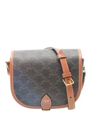Celine Medium Triomphe Coated Canvas Folco Crossbody Bag - Brown