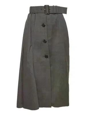 Prada Checked Asymmetrical Midi Skirt - Grey