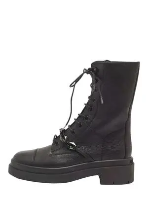 JIMMY CHOO Hatcher Lace-up Combat Boots With Chain Detailing - Black