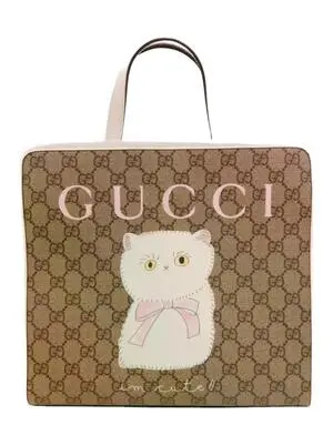 GUCCI Gucci GG Supreme Canvas Tote Bag With Cat Print