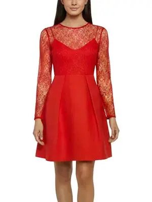 Sandro Corded Lace Pleated Mini Dress - Red
