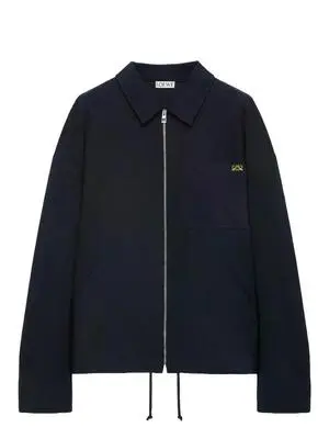 Loewe Zip-up Jacket With Embroidered Anagram Logo - Blue