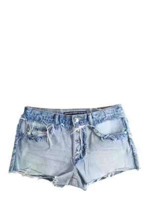 Alexander Wang Deconstructed Frayed-edge Denim Shorts - Blue