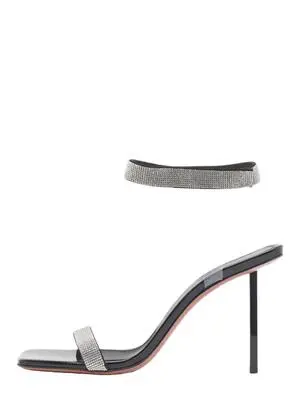 Amina Muaddi Rhinestone Embellished Heeled Sandals - Black