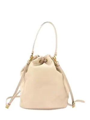 Prada Drawstring Tessuto Small Bucket Bag - Neutrals