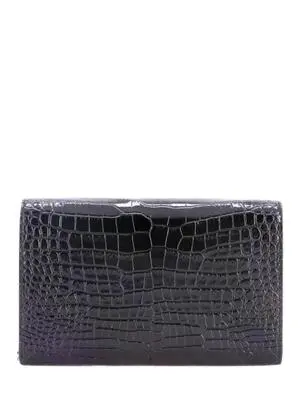 SAINT LAURENT Saint Laurent Uptown Chain Wallet Crocodile Embossed Leather Crossbody Bag