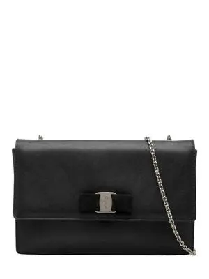 FERRAGAMO Vara Bow Chain Crossbody Bag - Black