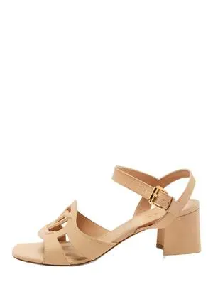 LOUIS VUITTON Beige Leather Isola Sandals With Circle Cut-outs - Neutrals