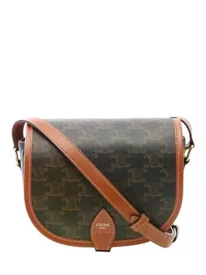 Celine Medium Triomphe Coated Canvas Folco Crossbody Bag - Brown