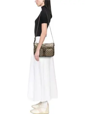 Gucci Gg Supreme Double Pocket Crossbody Bag - Neutrals