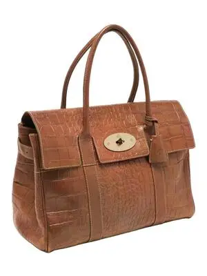Mulberry Bayswater Croc-embossed Tote Bag - Brown