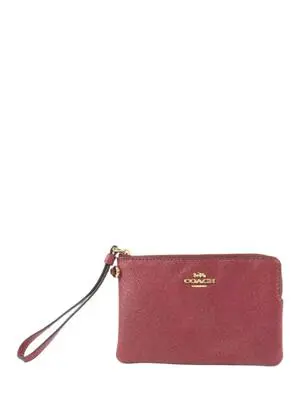 COACH VINTAGE Logo Plaque Wristlet Pouch - Red