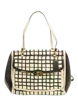 COACH VINTAGE Check Canvas Shoulder Bag - Black