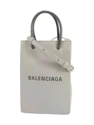 Balenciaga Mini Shopping Phone Pouch Crossbody Bag - Grey