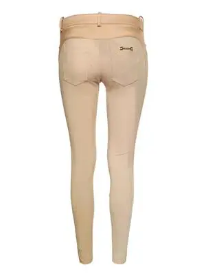 ELISABETTA FRANCHI Elisabetta Franchi Beige Contrasting Trim Jersey Trousers