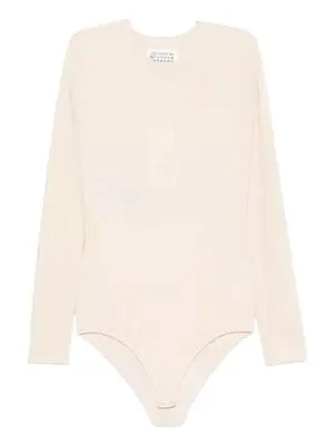 MAISON MARGIELA Long Sleeve Crew Neck Bodysuit - Neutrals